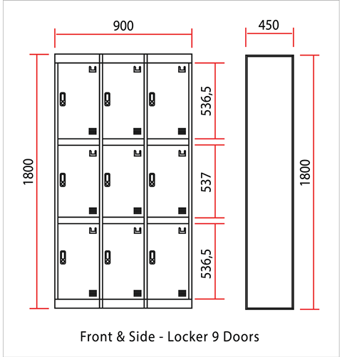 Steel Locker 9 Doors